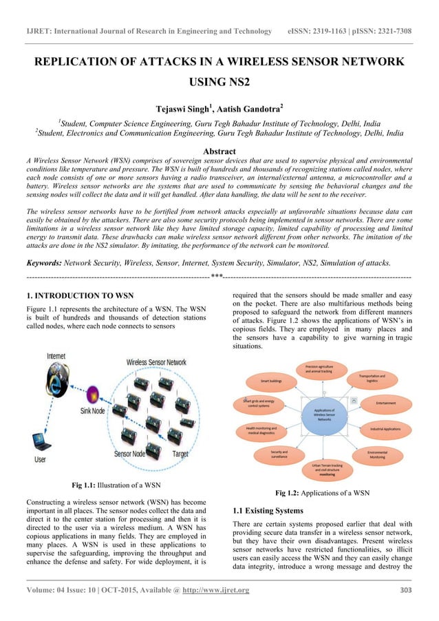 Replication Of Attacks In A Wireless Sensor Network Using Ns2 Pdf