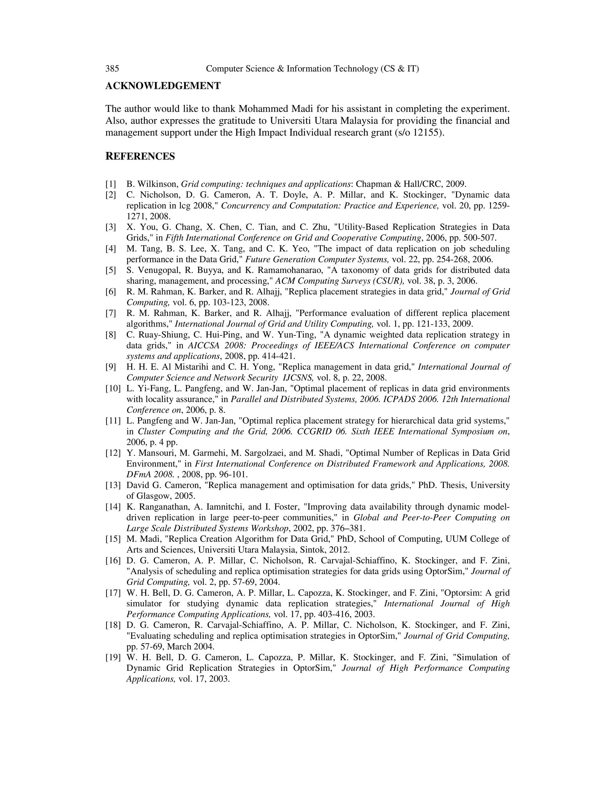 REPLICATION STRATEGY BASED ON DATA RELATIONSHIP IN GRID COMPUTING | PDF