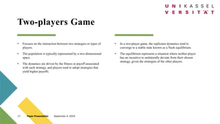 REPLICATOR DYNAMICS FOR OPTIMAL PUBLIC GOODS | PPT