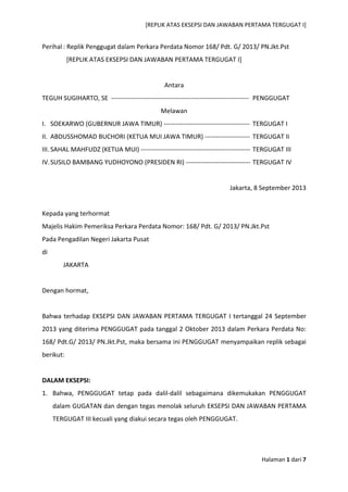 Replik tergugat-i-done | PDF