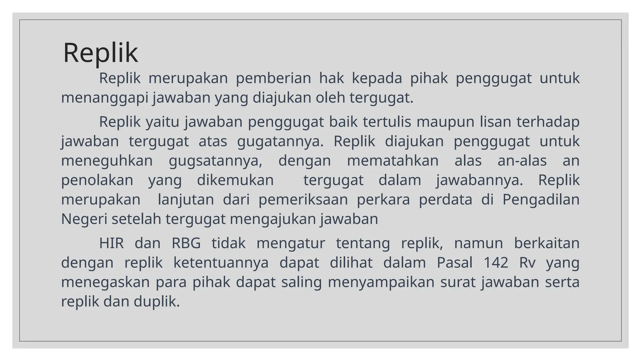 PPT REPLIK DUPLIK MEDIASI HUKUM ACARA PERDATA | PPT