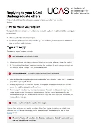 Replying to your UCAS offers | PDF