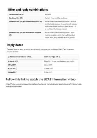 Replying to your UCAS offers | PDF | Undergraduate Education | College Education