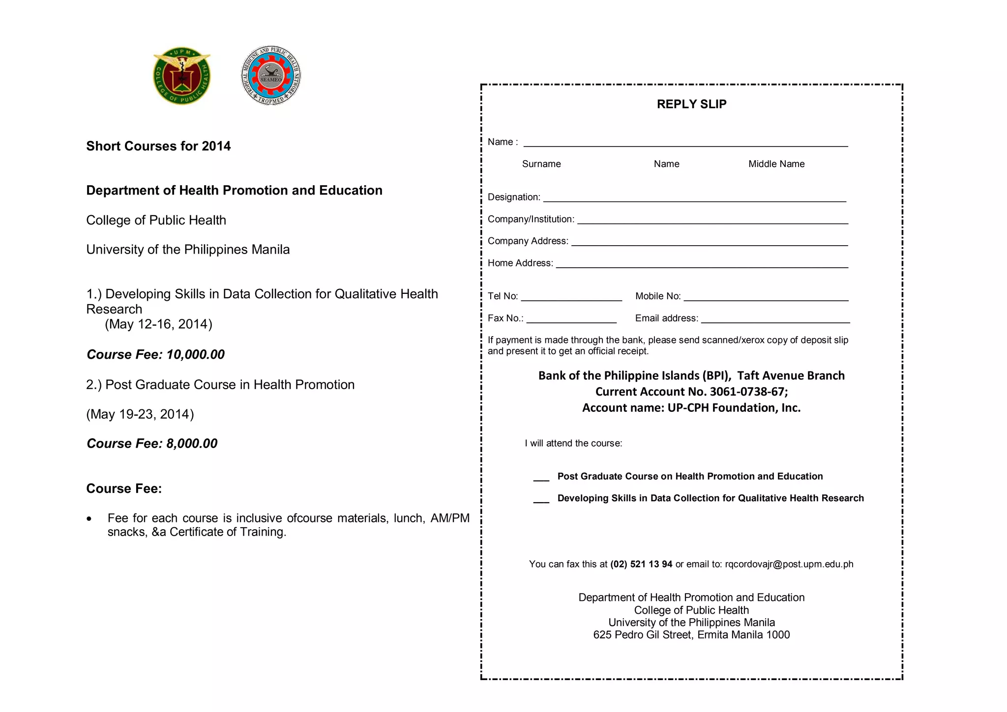 Reply slip 2014 | PDF