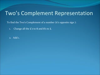 Representation of Negative Numbers | PPT