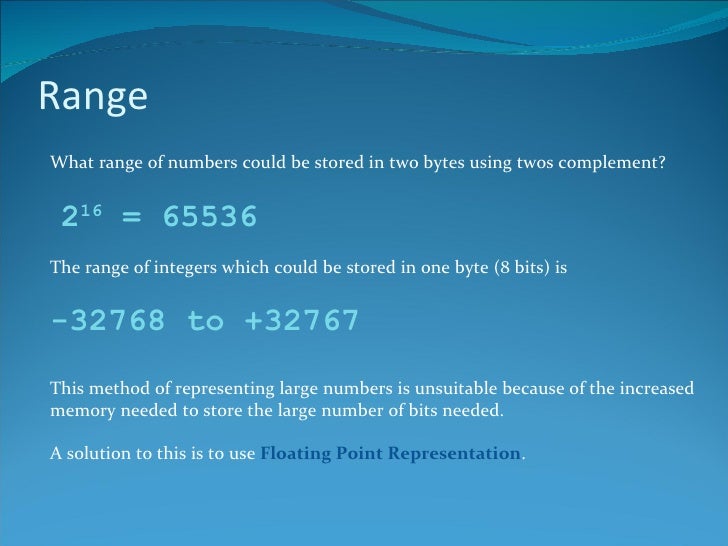 Representation of Negative Numbers