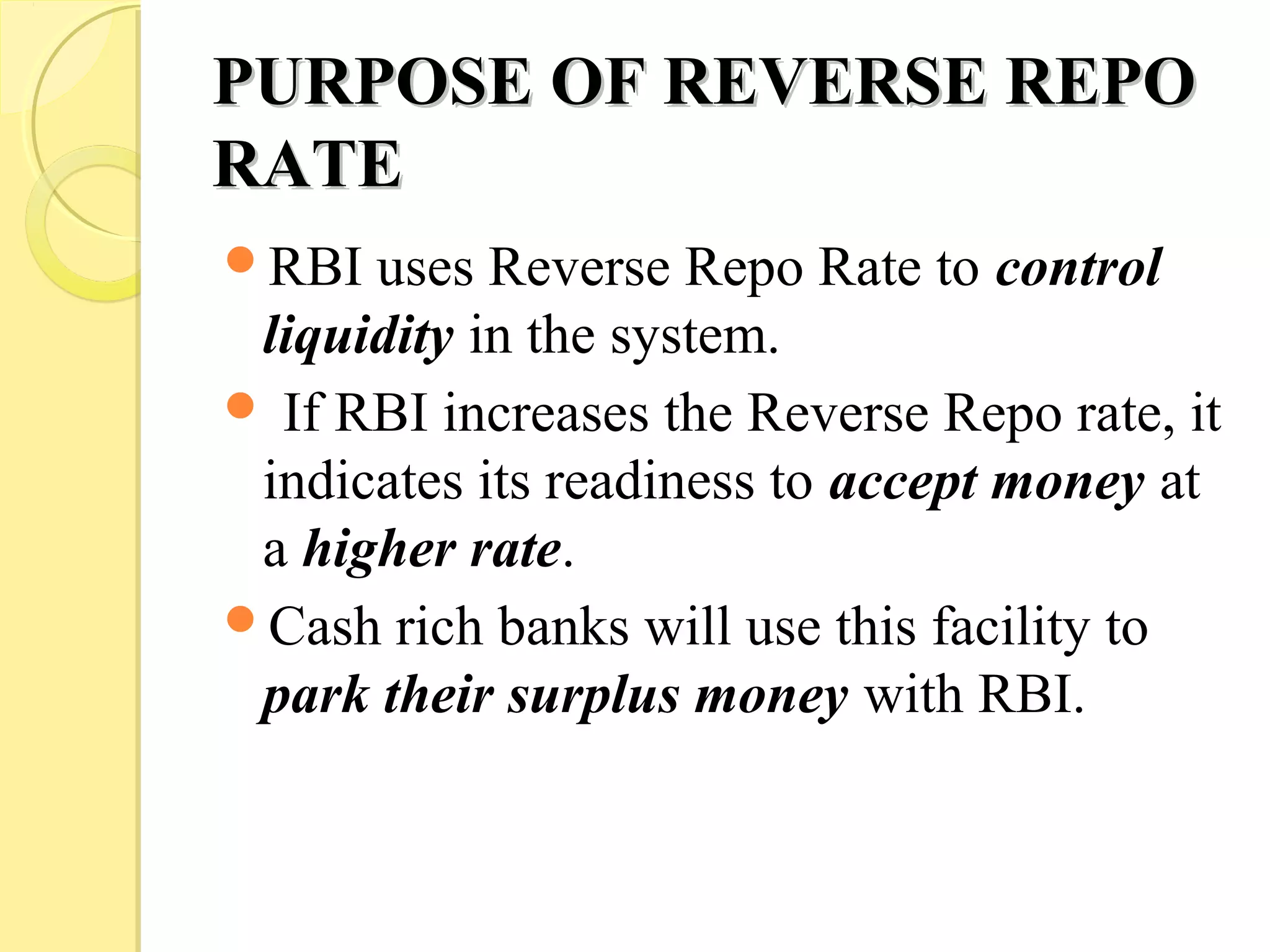 Repo rate and reverse repo rate | PPT