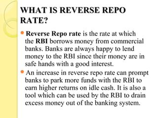 Repo rate and reverse repo rate | PPT