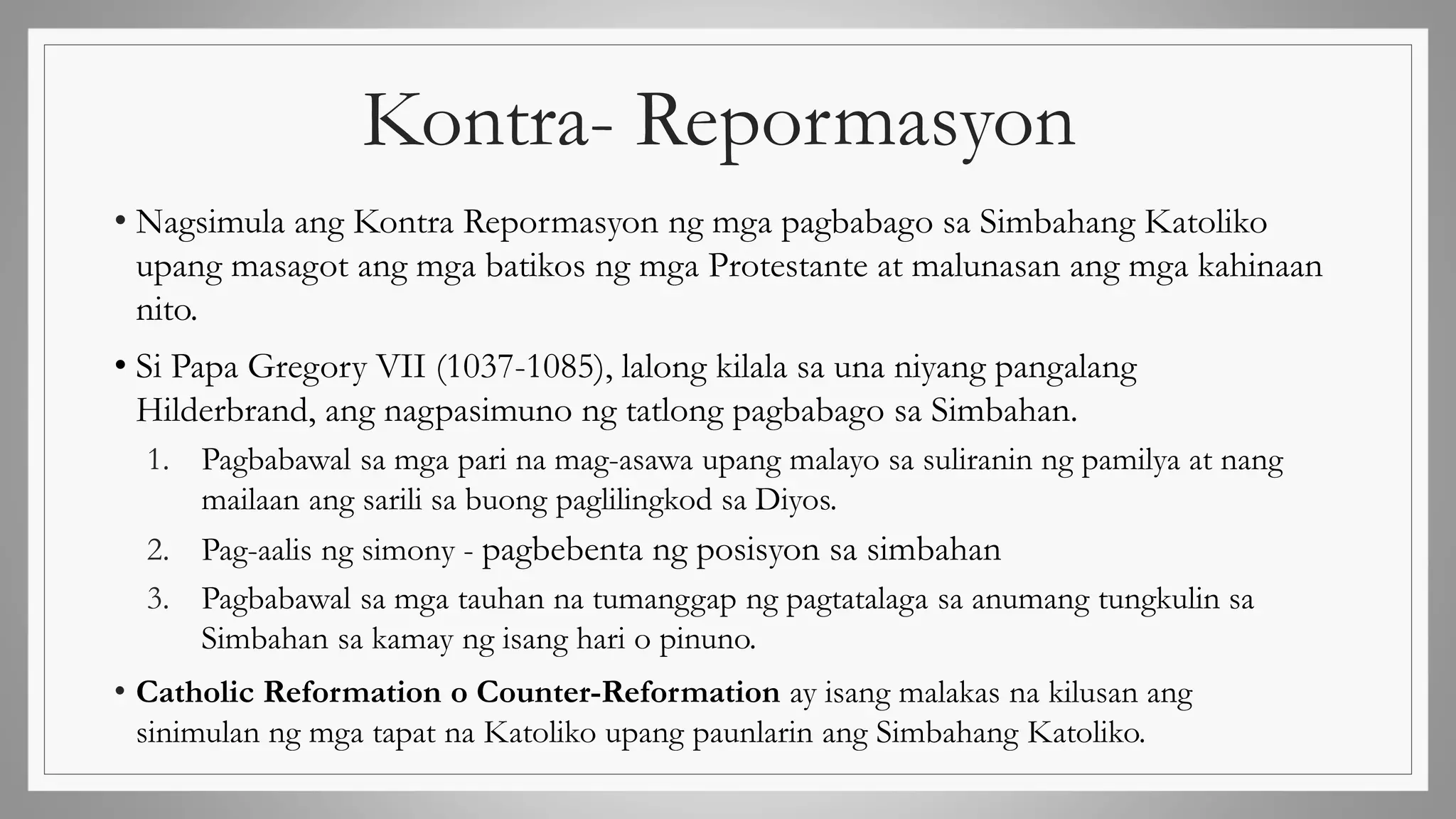 Repormasyon, Dahilan, Mga Protestante at Kontra Repormasyon | PPTX