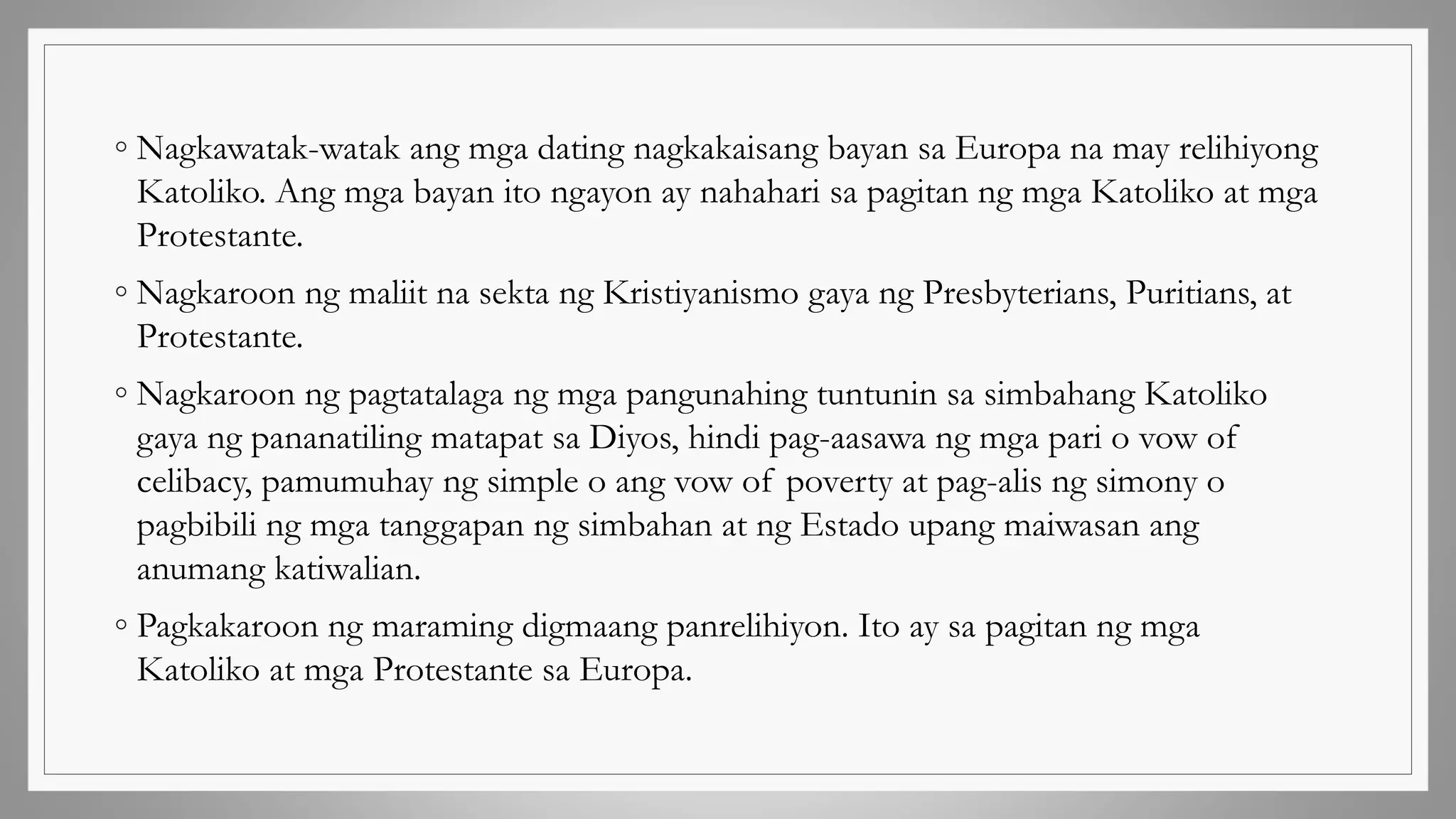 Repormasyon, Dahilan, Mga Protestante at Kontra Repormasyon | PPTX