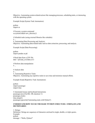 Python programming report demo for all the students | PDF