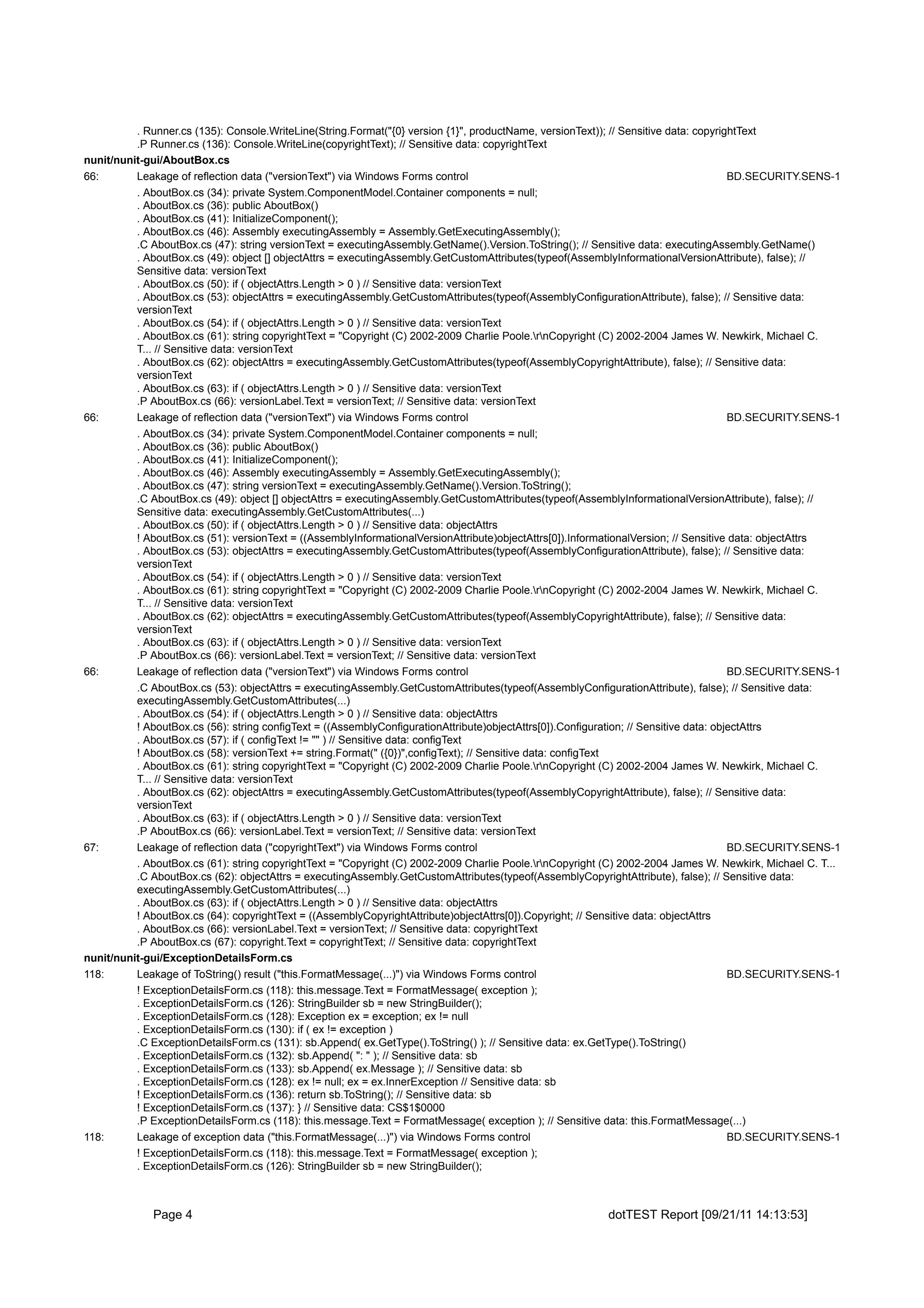 Nunit C# source code defects report by Parasoft dotTEST | PDF ...