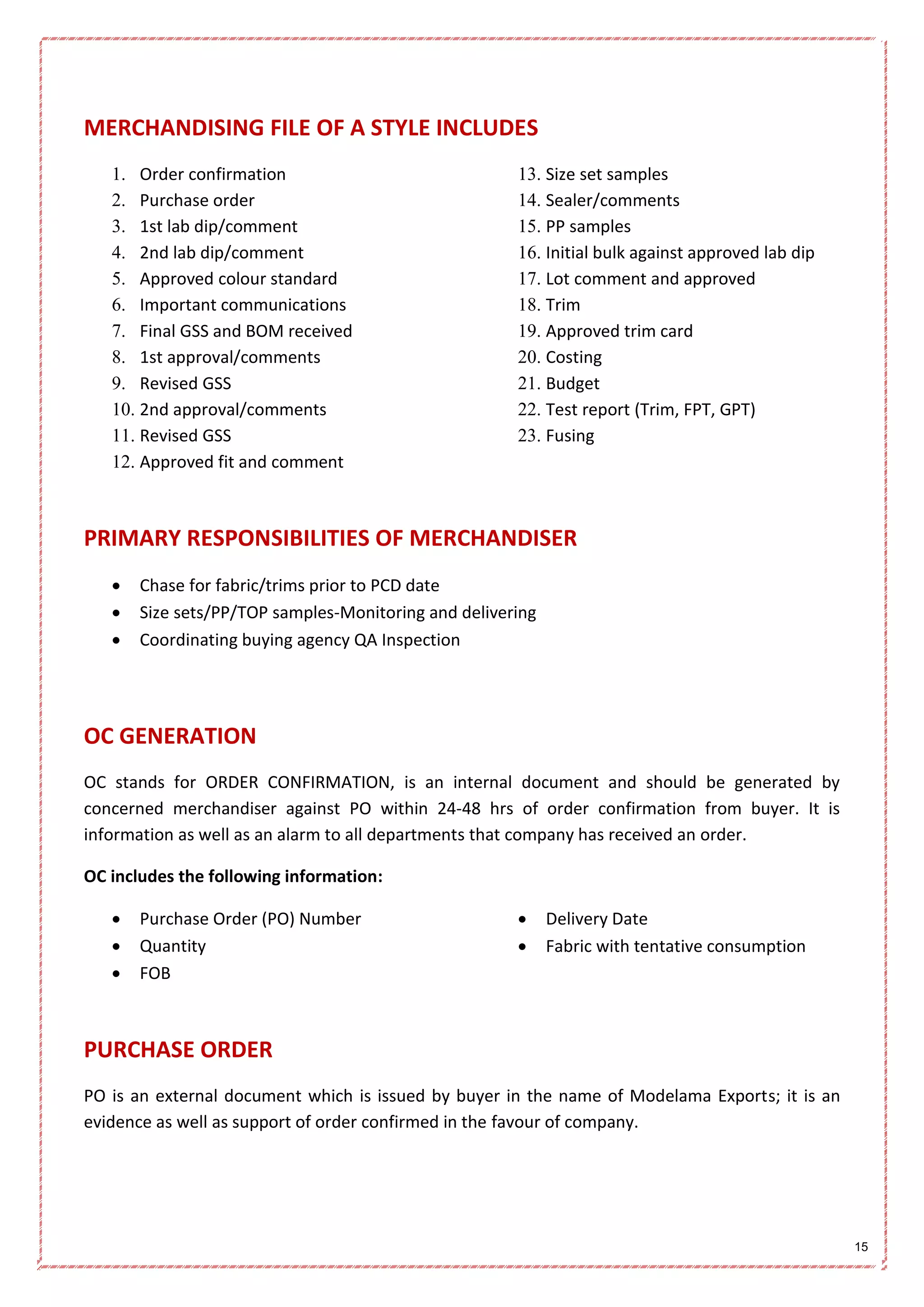 Modelama Exports - Apparel Manufacturing Internship Report | PDF