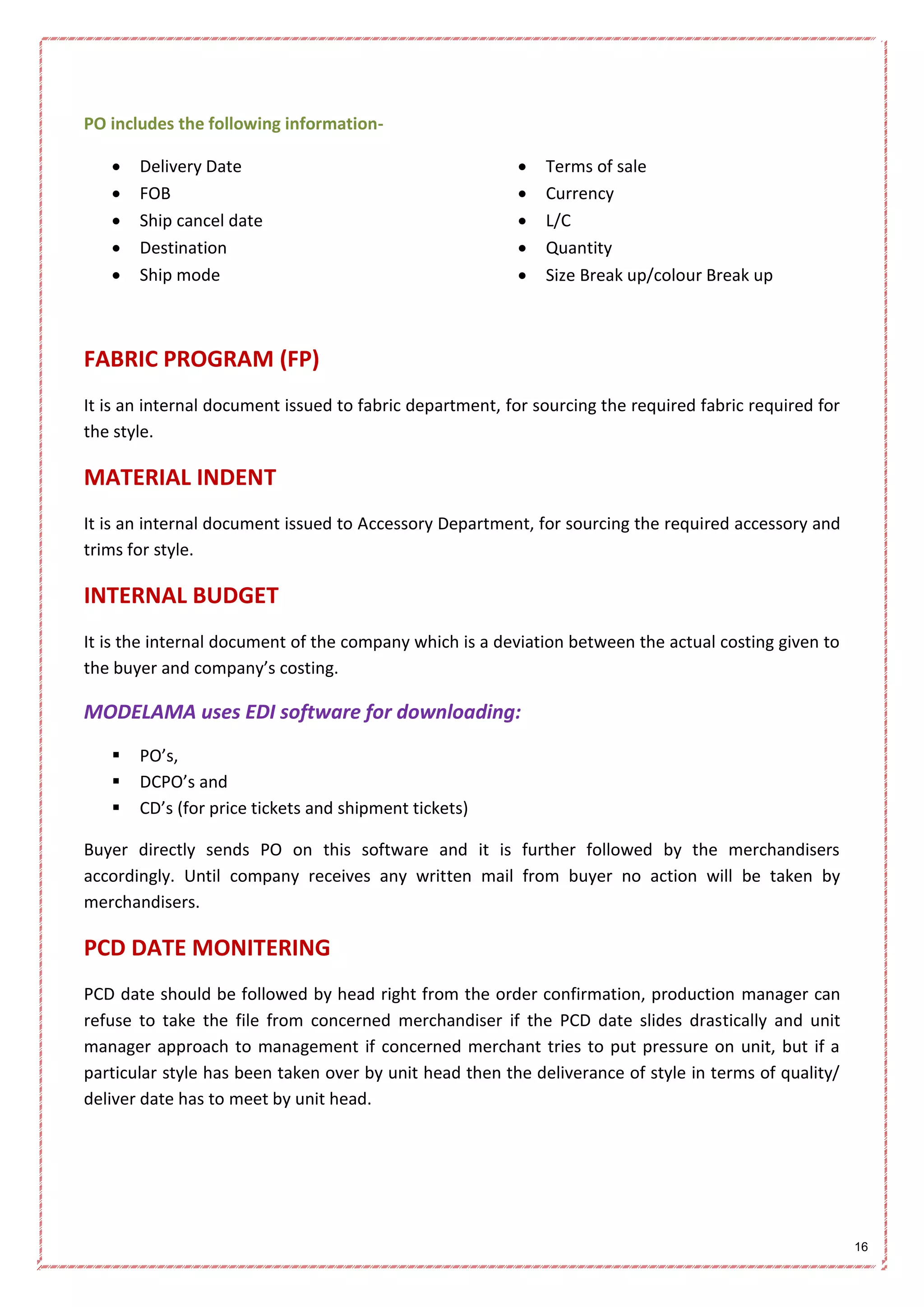 Modelama Exports - Apparel Manufacturing Internship Report | PDF