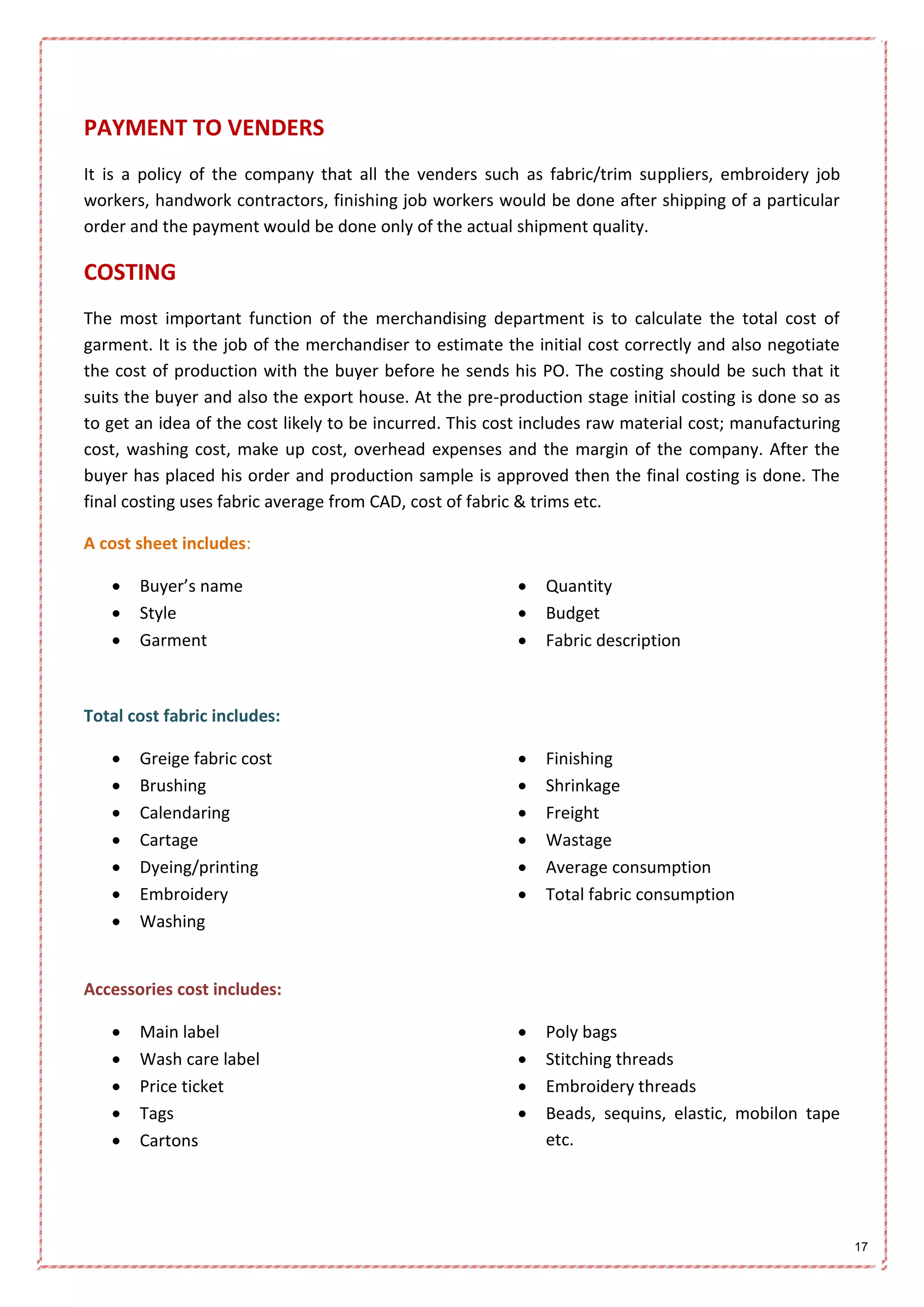 Modelama Exports - Apparel Manufacturing Internship Report | PDF