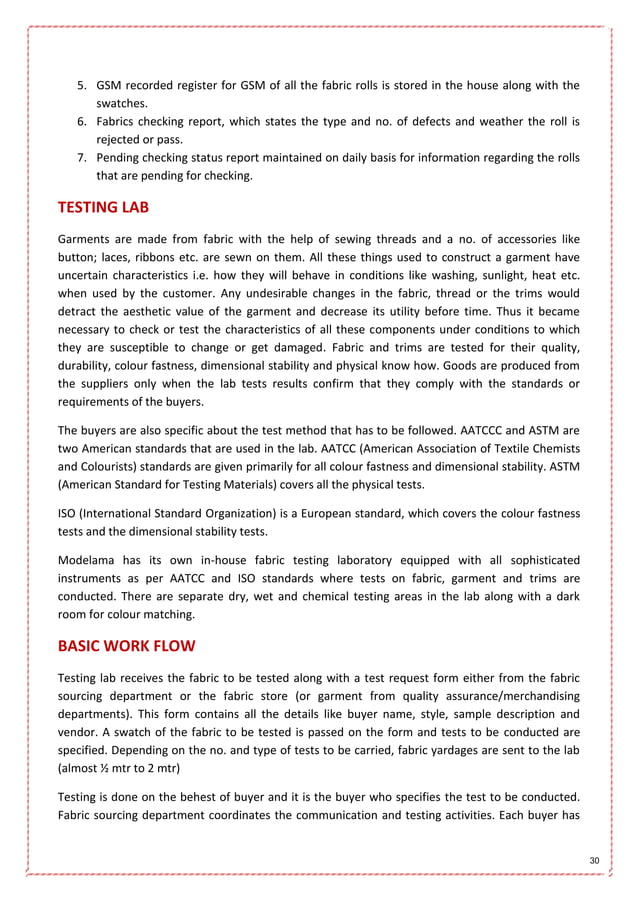 Modelama Exports - Apparel Manufacturing Internship Report | PDF