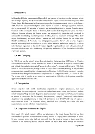 Case analysis on Revco LBO | DOCX