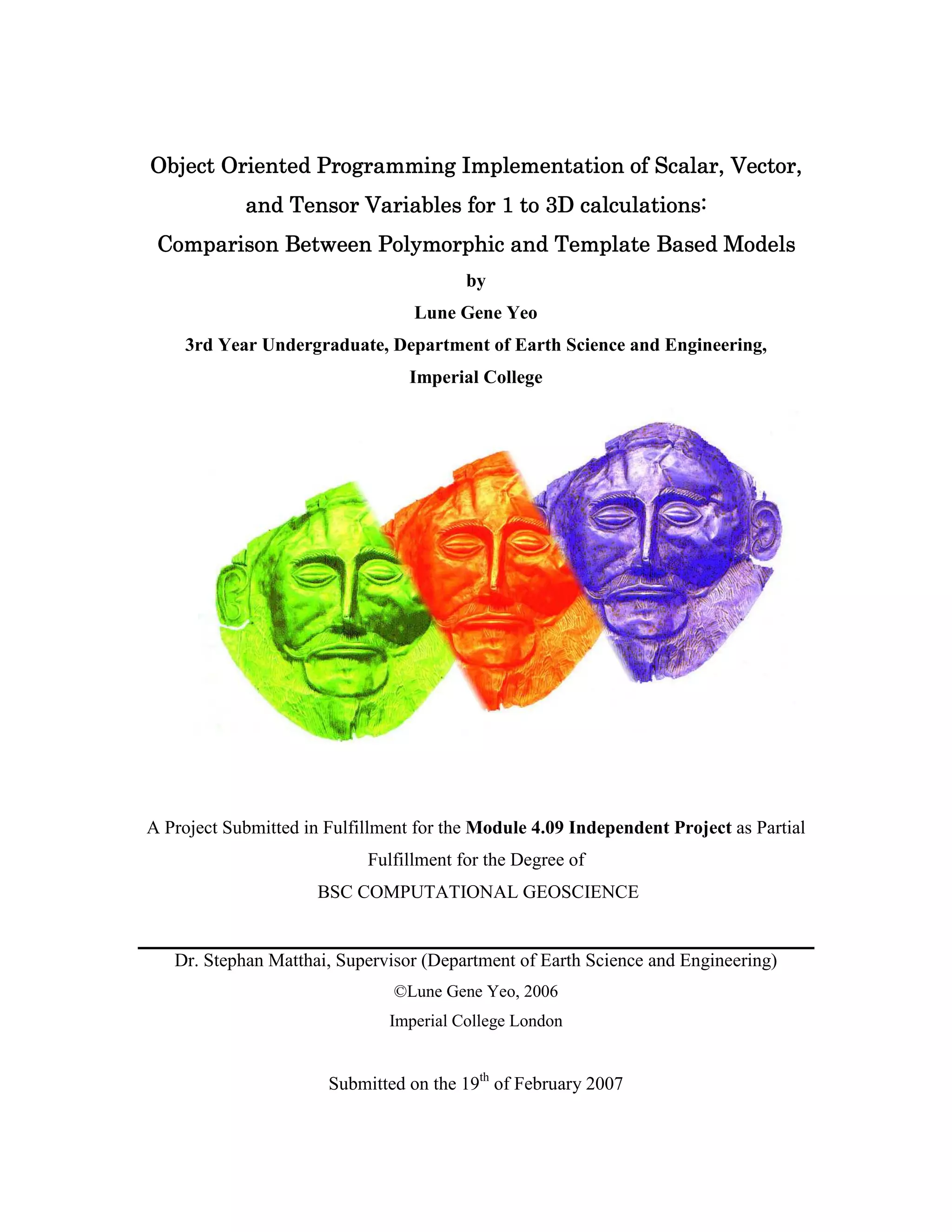 Object Oriented Programming Implementation Of Scalar Vector And Tensor Variables For 1 To 3d
