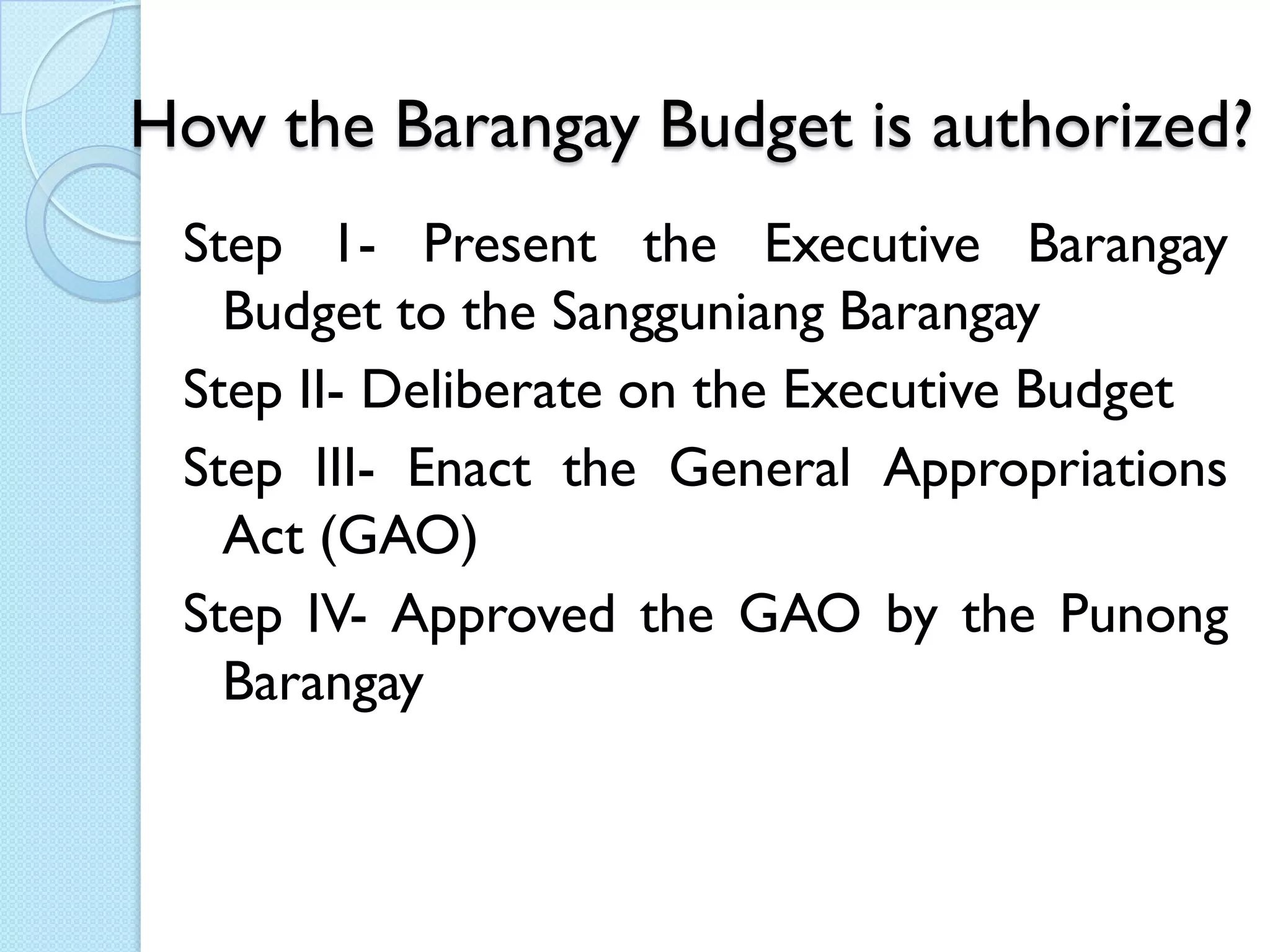 Overview in Barangay Budgeting | PPTX