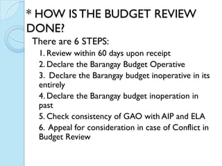 Overview in Barangay Budgeting | PPTX