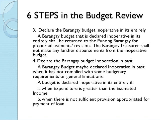 Overview In Barangay Budgeting Overview In Barangay Budgeting