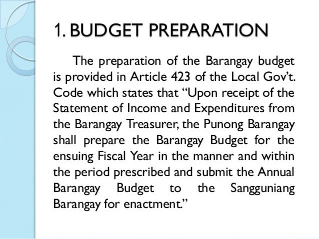 Overview In Barangay Budgeting Overview In Barangay Budgeting