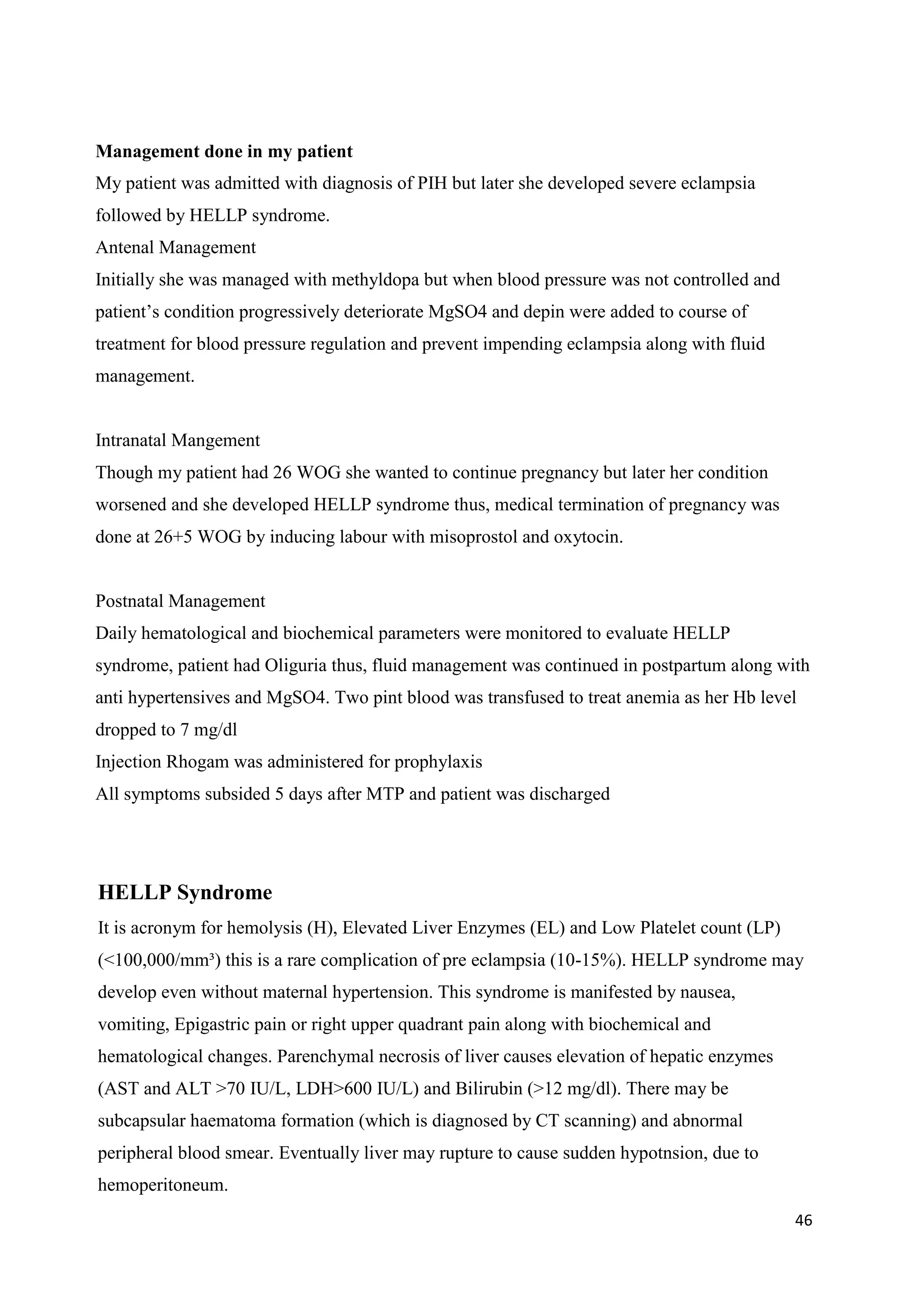Case Study Report on PIH and Severe Pre eclampsia | DOCX