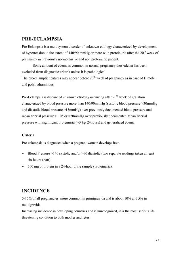 Case Study Report on PIH and Severe Pre eclampsia | DOCX | Pregnancy | Reproductive Health