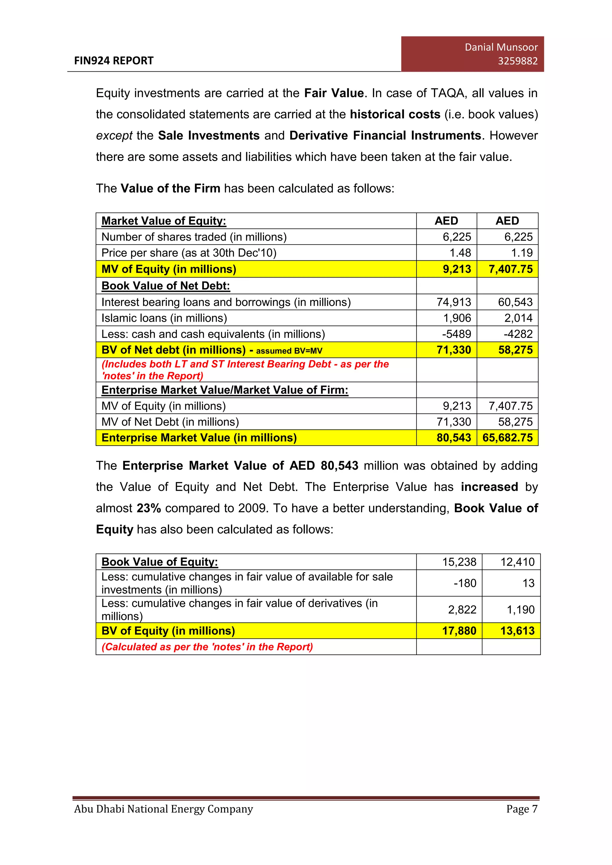 Financial Statement Analysis - TAQA | PDF
