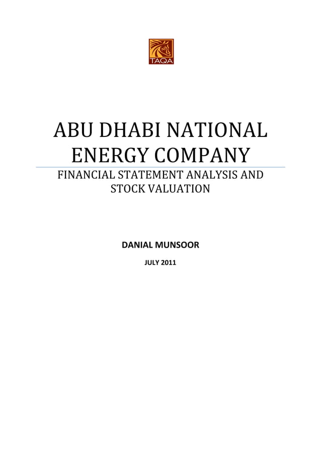 Financial Statement Analysis - TAQA | PDF