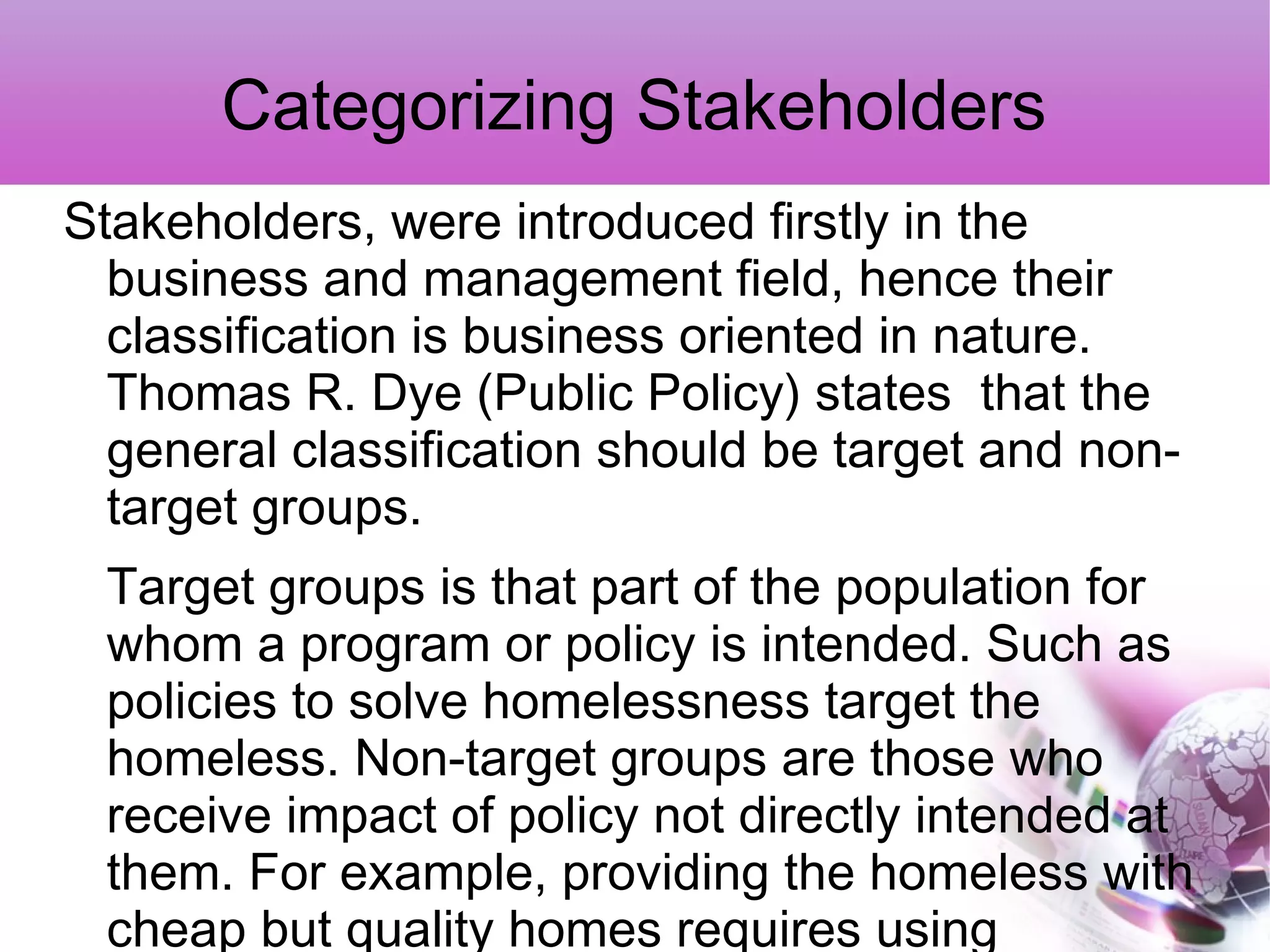 STAKEHOLDERS : their role and influence in public policy | PPT
