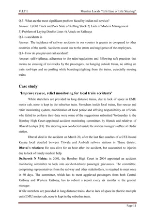 Report on railway accidents in mumbai with case study | DOCX