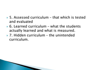 Concepts, nature and purposes of curriculum | PPTX