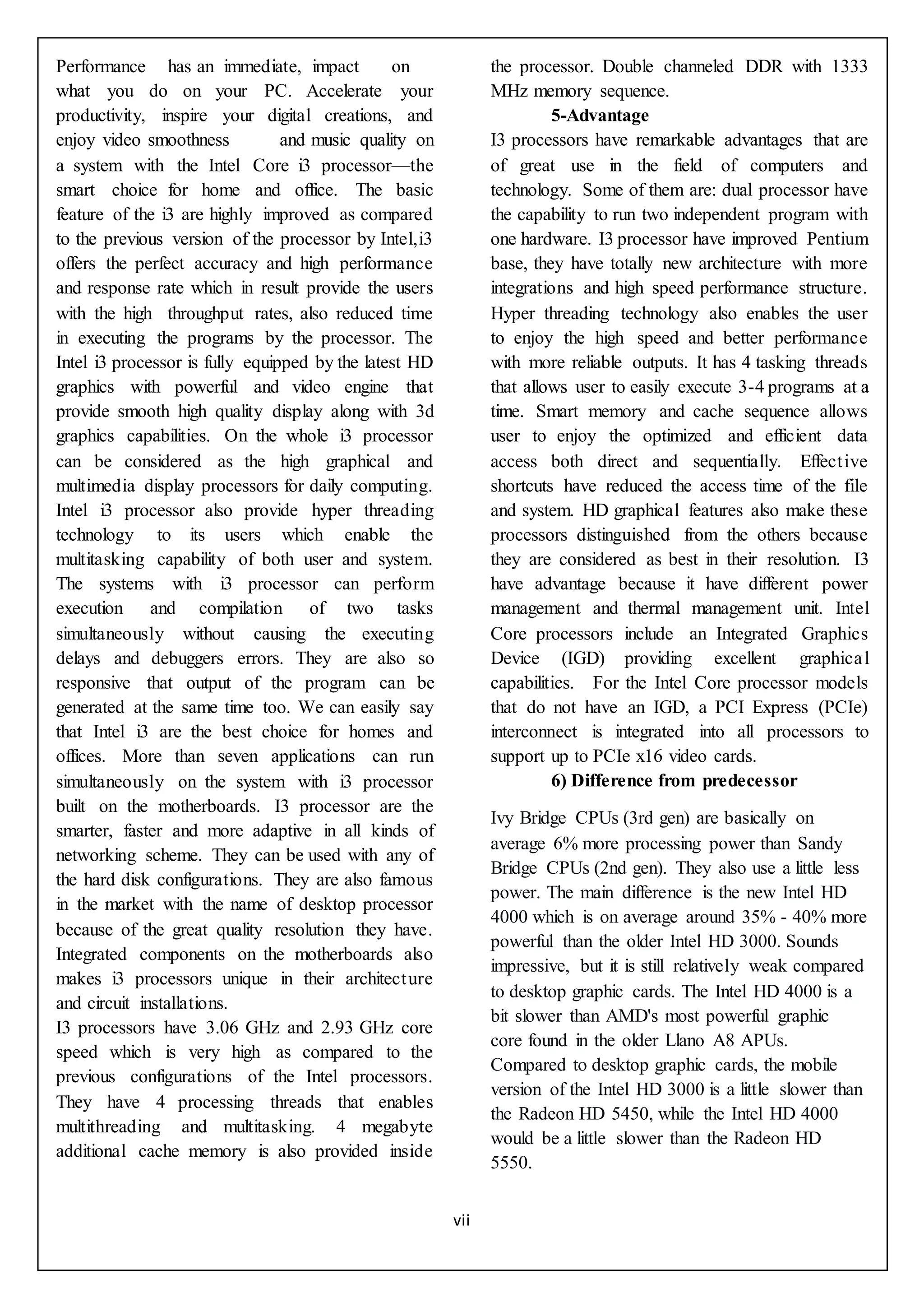 Intel i3 processor | DOCX