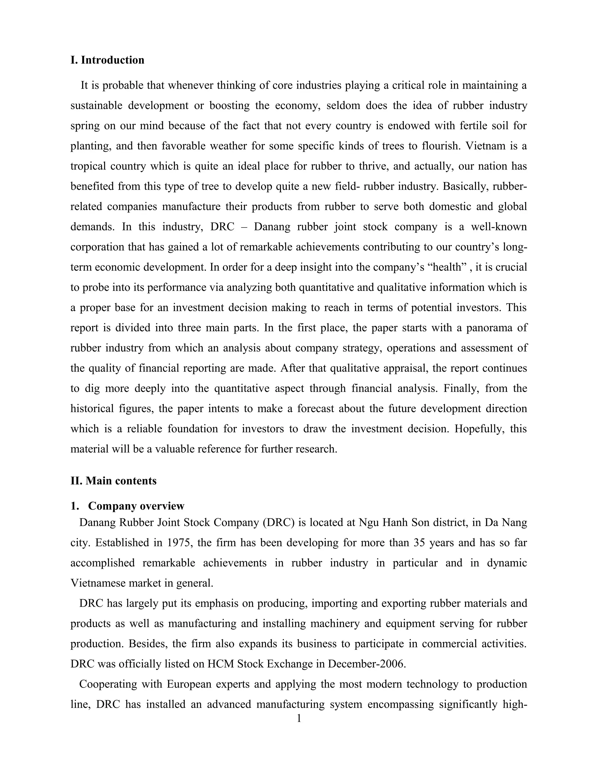 DRC Financial Statement Analysis report | DOC