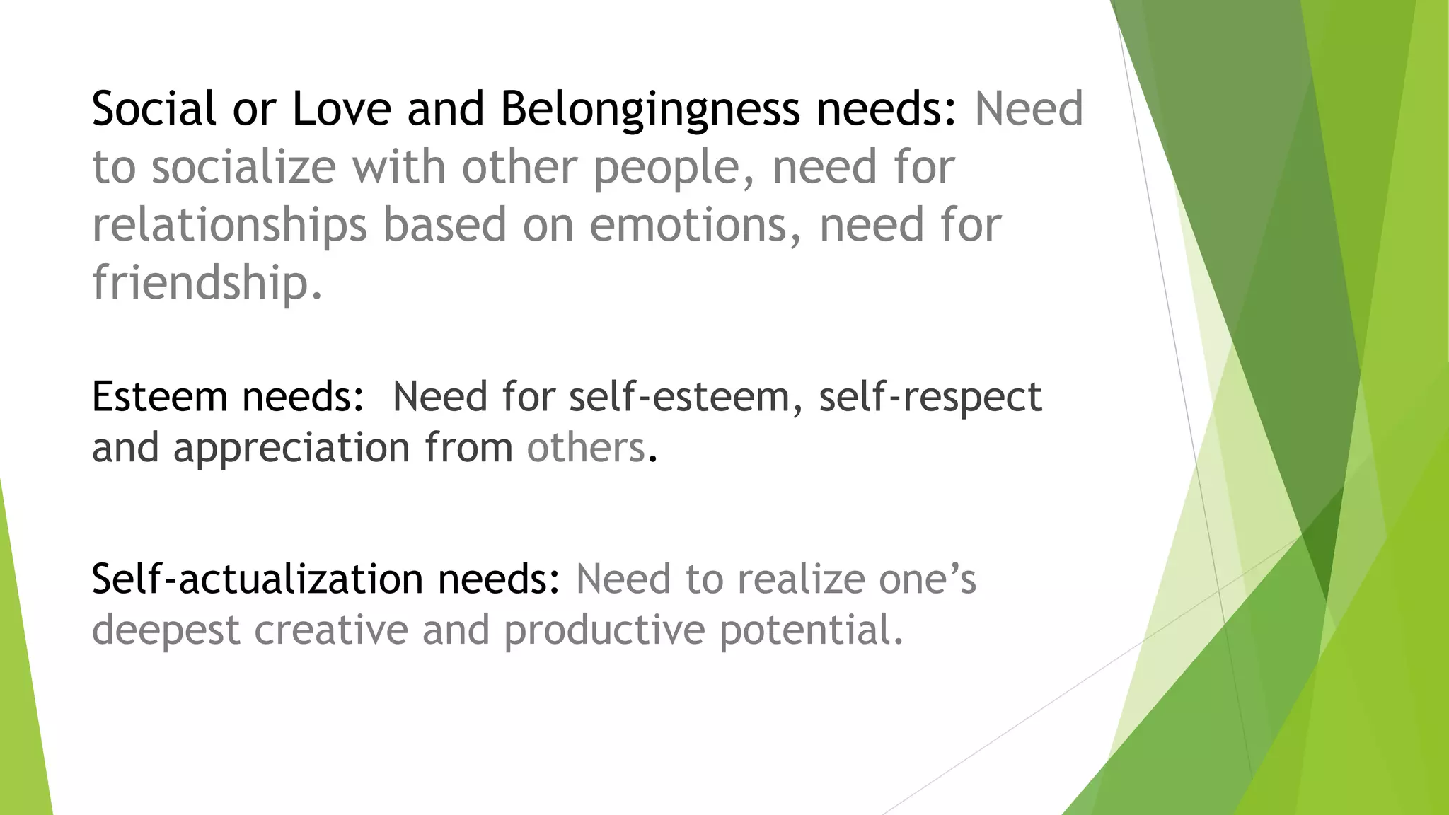 MASLOW's human needs and organizational needs model | PPT