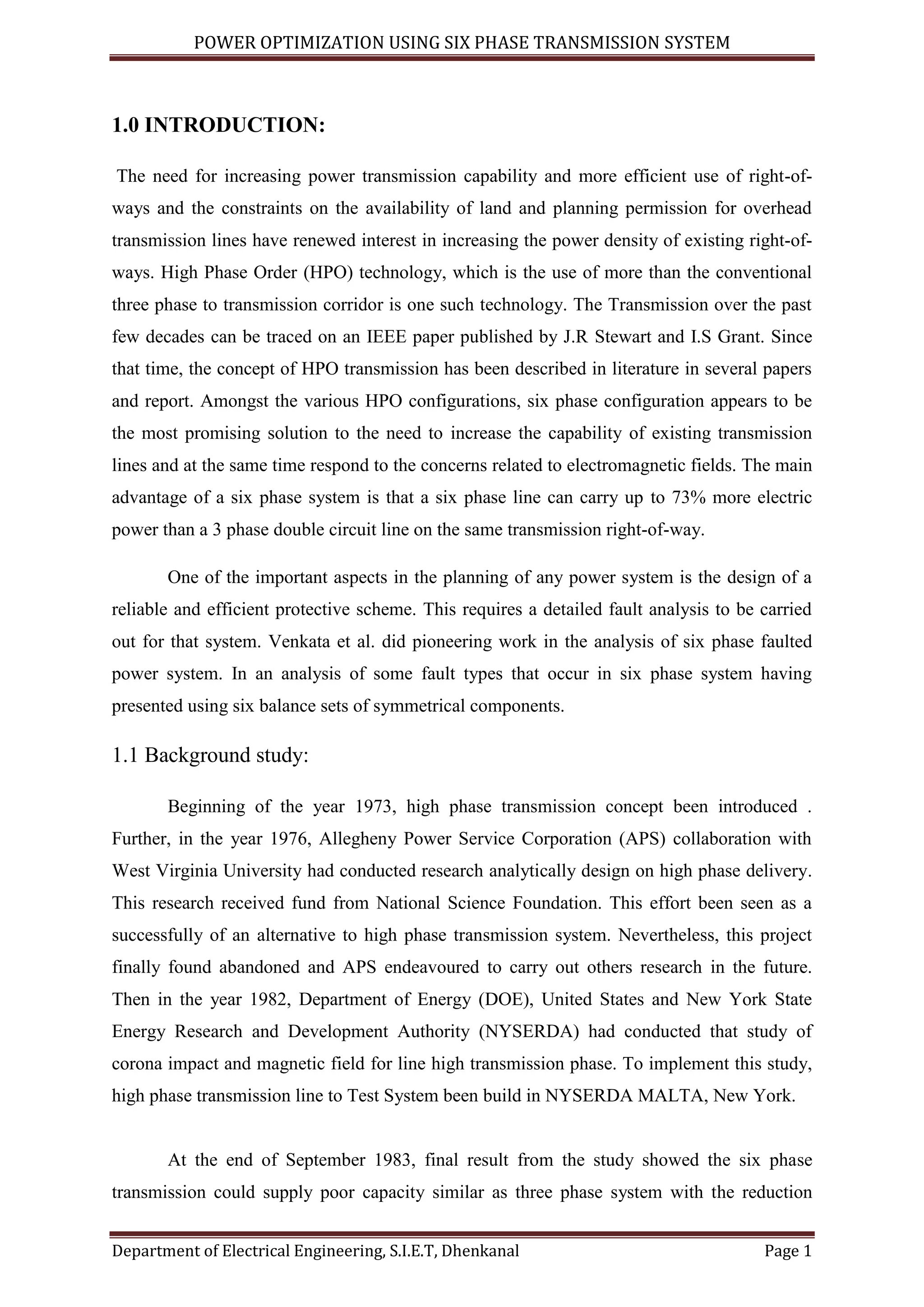 SIX PHASE TRANSMISSION SYSTEM REPORT | PDF