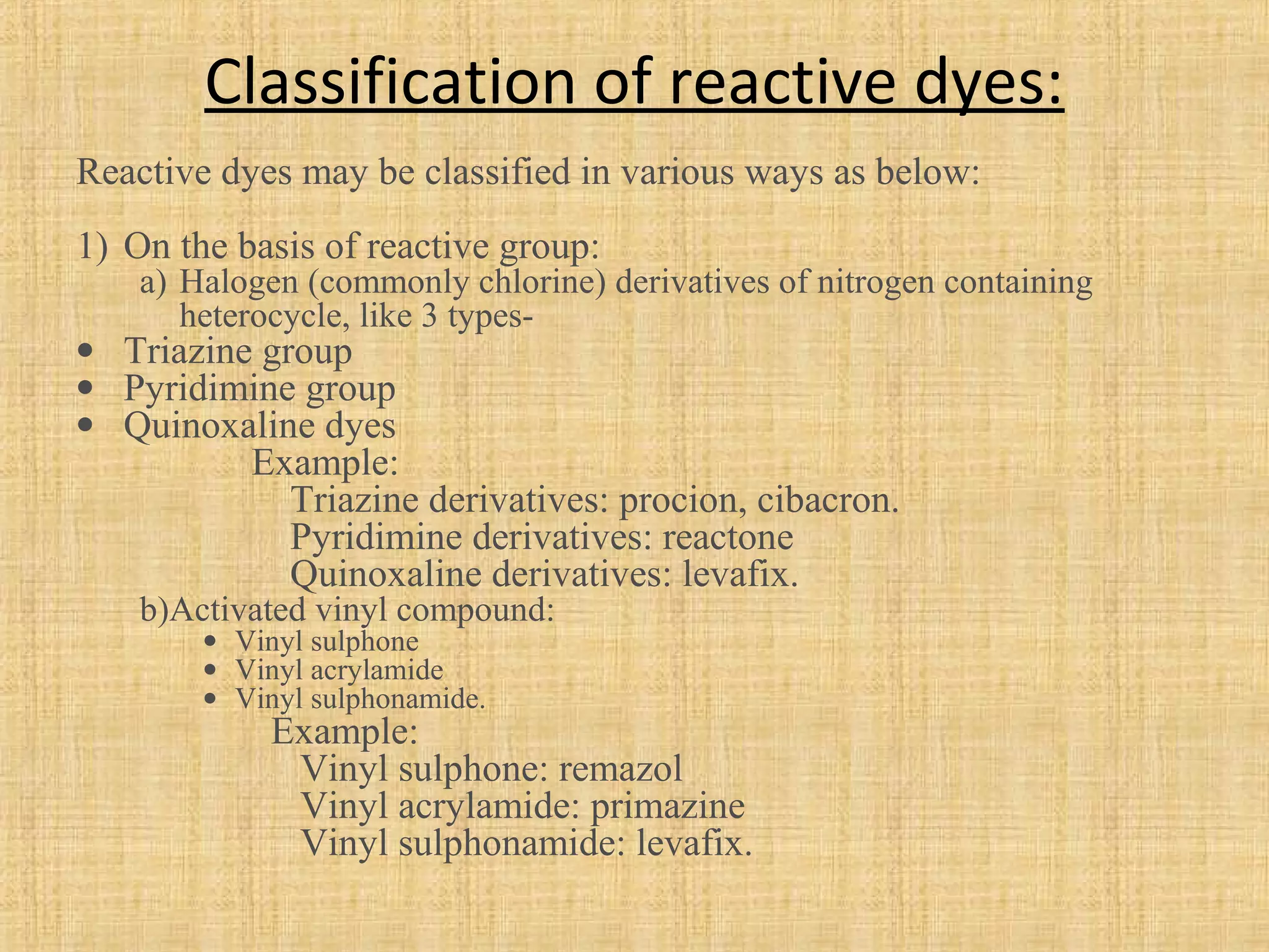 PROJECT : REACTION MECHANISM OF REACTIVE DYES IN ON CELLULOSE FIBER. | PPT