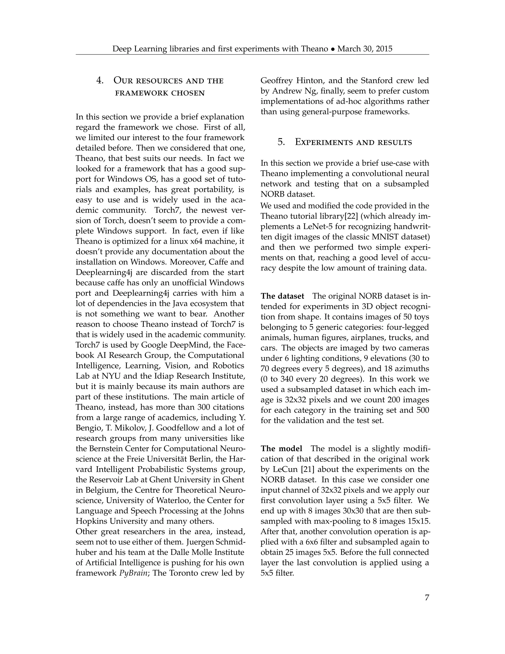 Deep Learning libraries and ﬁrst experiments with Theano | PDF