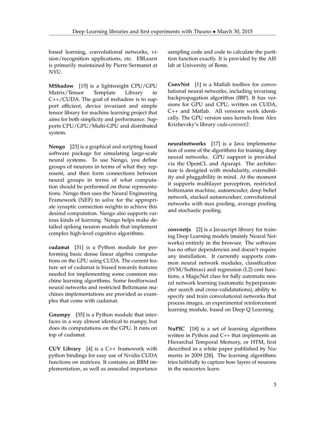Deep Learning libraries and ﬁrst experiments with Theano | PDF