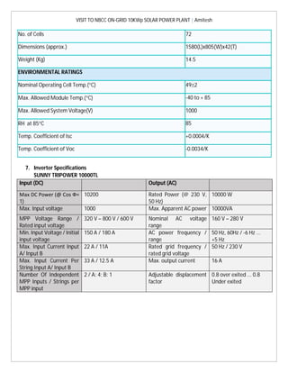 A Report on solar power plant installation | PDF