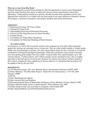 Blue Brain Seminar Report | PDF