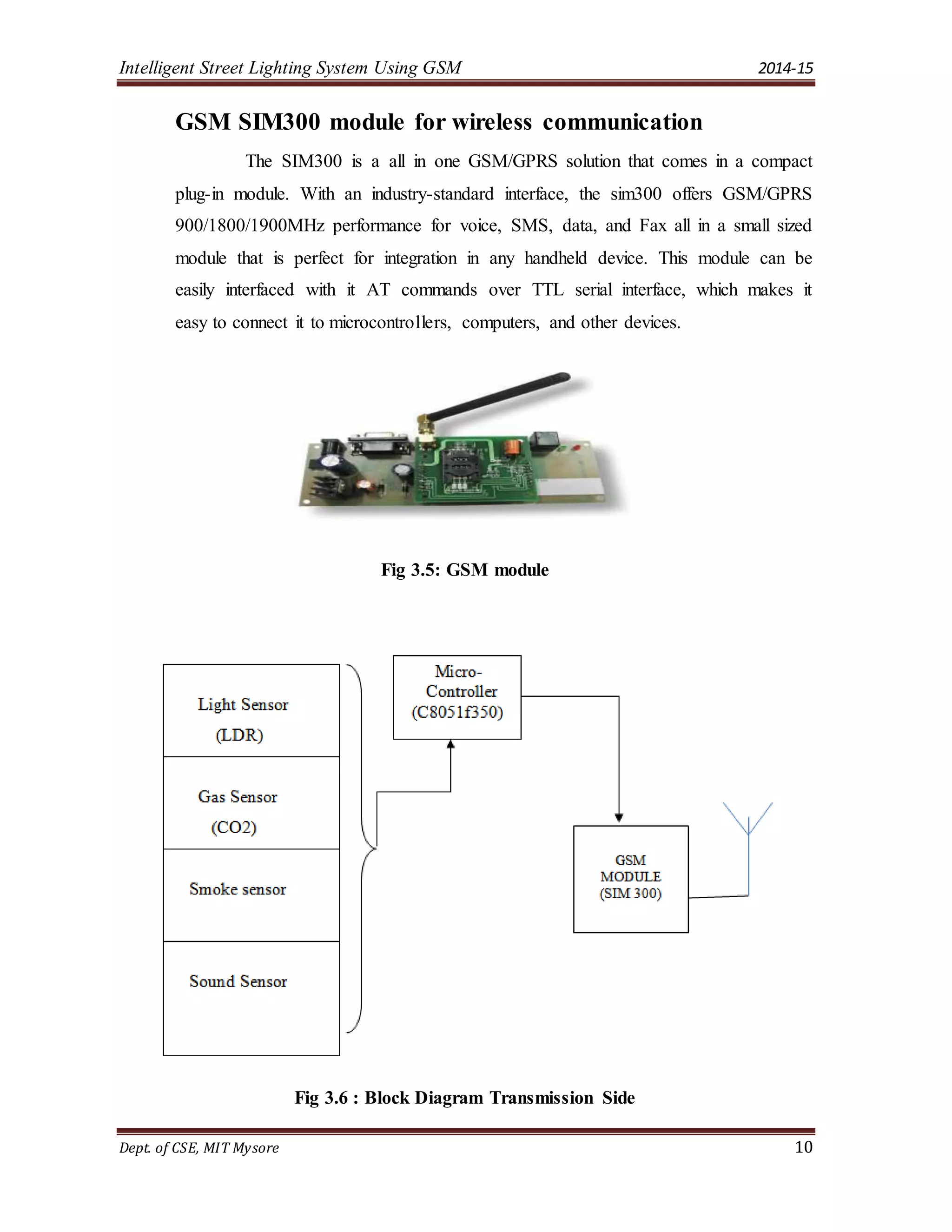 intelligent street light system using gsm Report | DOCX
