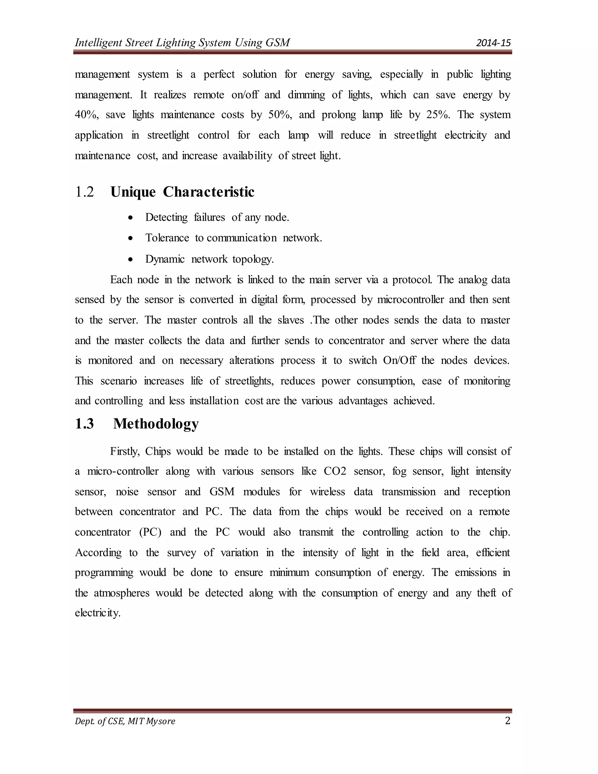 intelligent street light system using gsm Report | DOCX