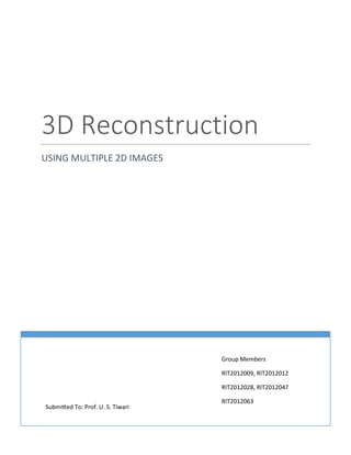 3D Reconstruction from Multiple uncalibrated 2D Images of an Object | PDF