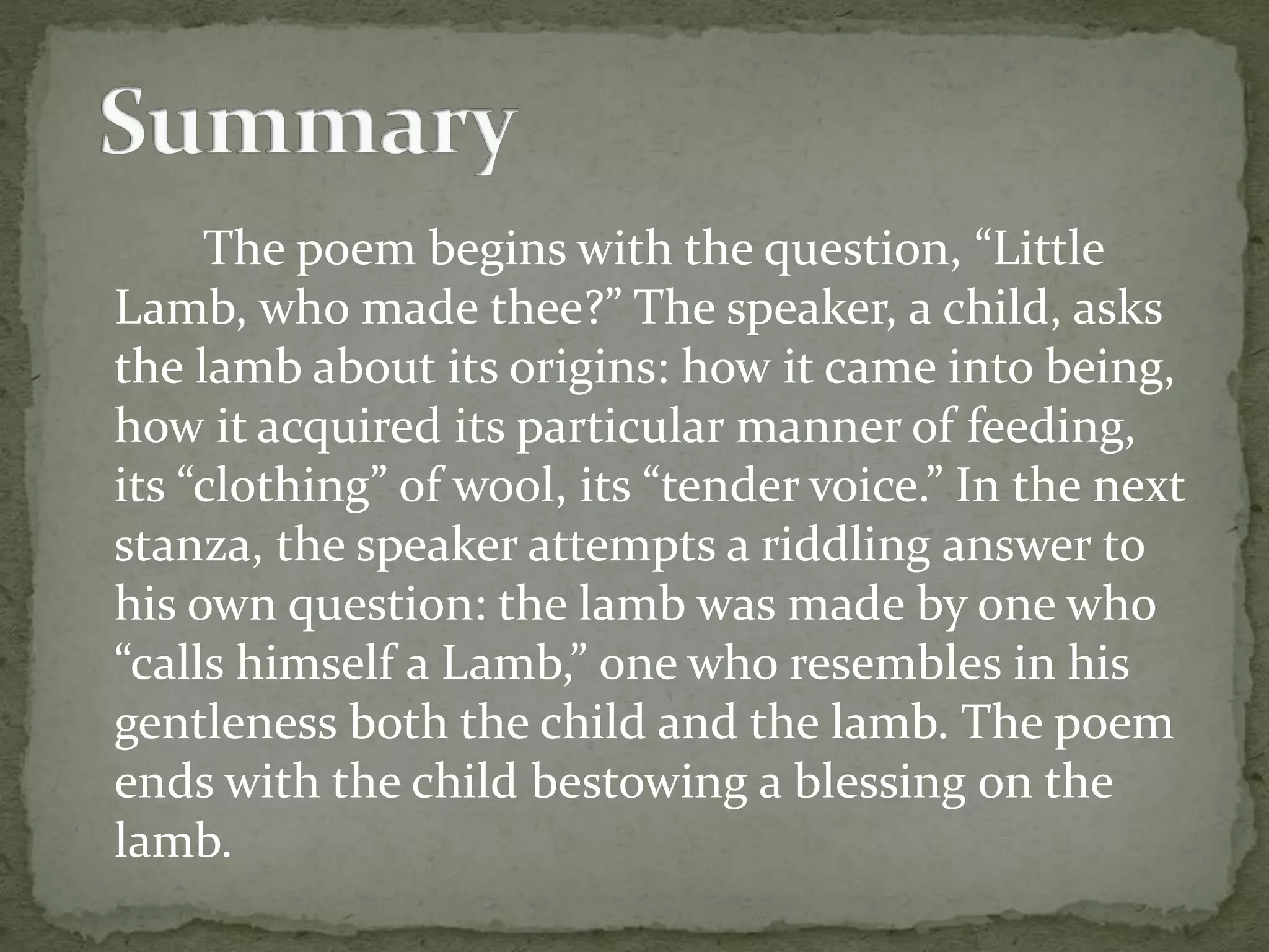 The Lamb by William Blake | PPTX