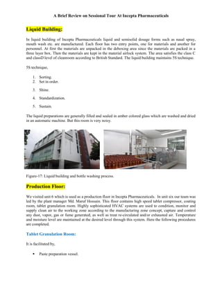 Report on visiting Zirabo plant of Incepta Pharmaceuticals. | DOC