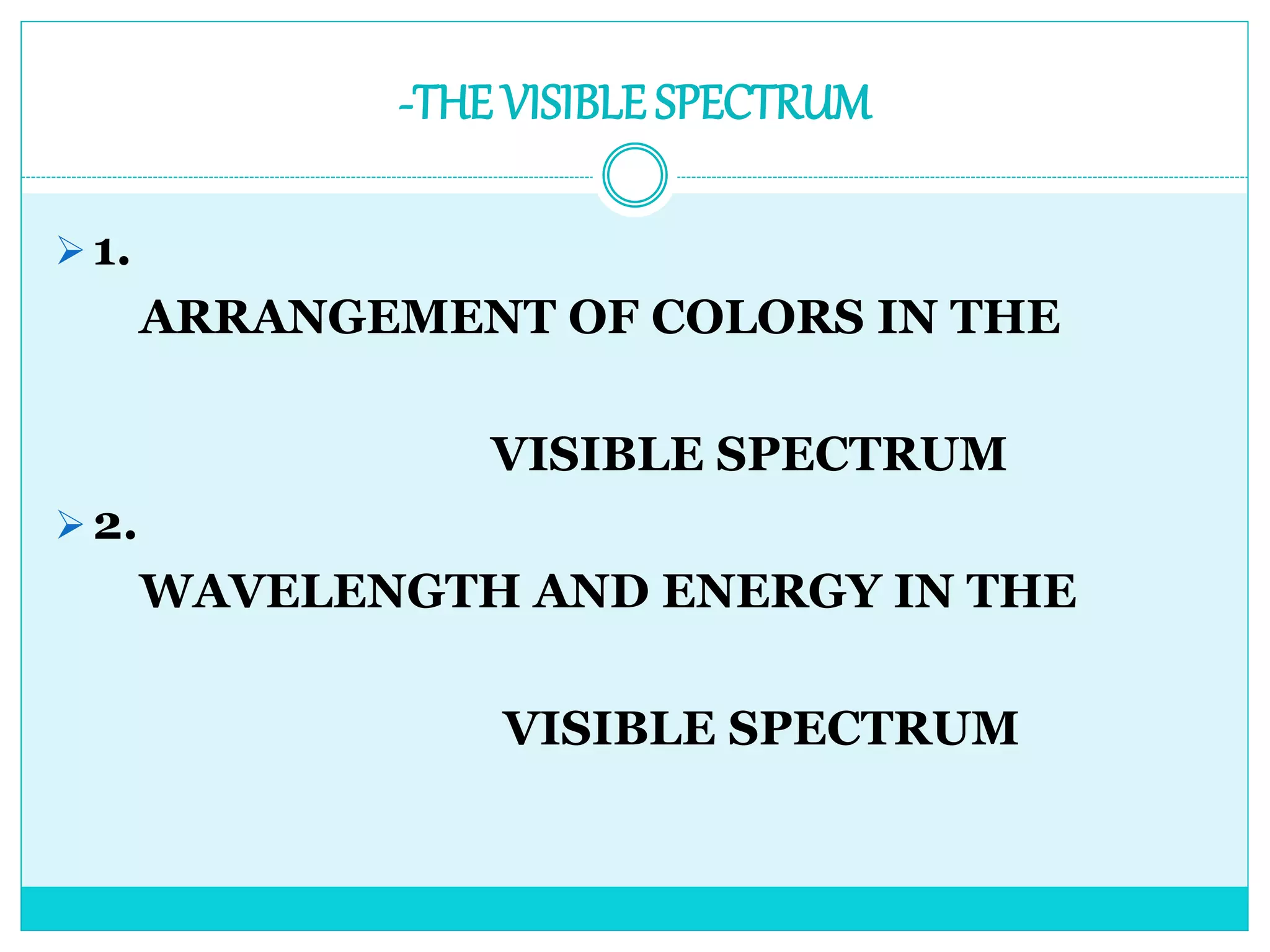Characteristic Of light and Visible Spectrum | PPTX