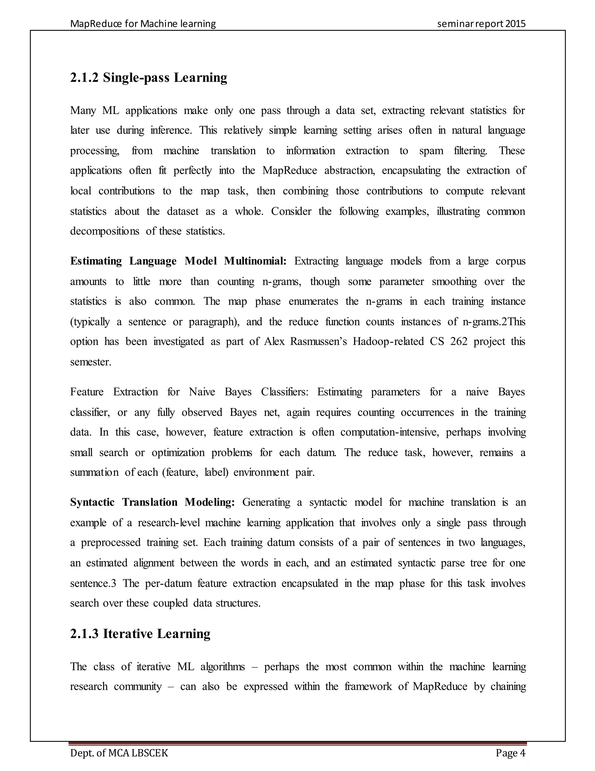 mapReduce for machine learning | PDF