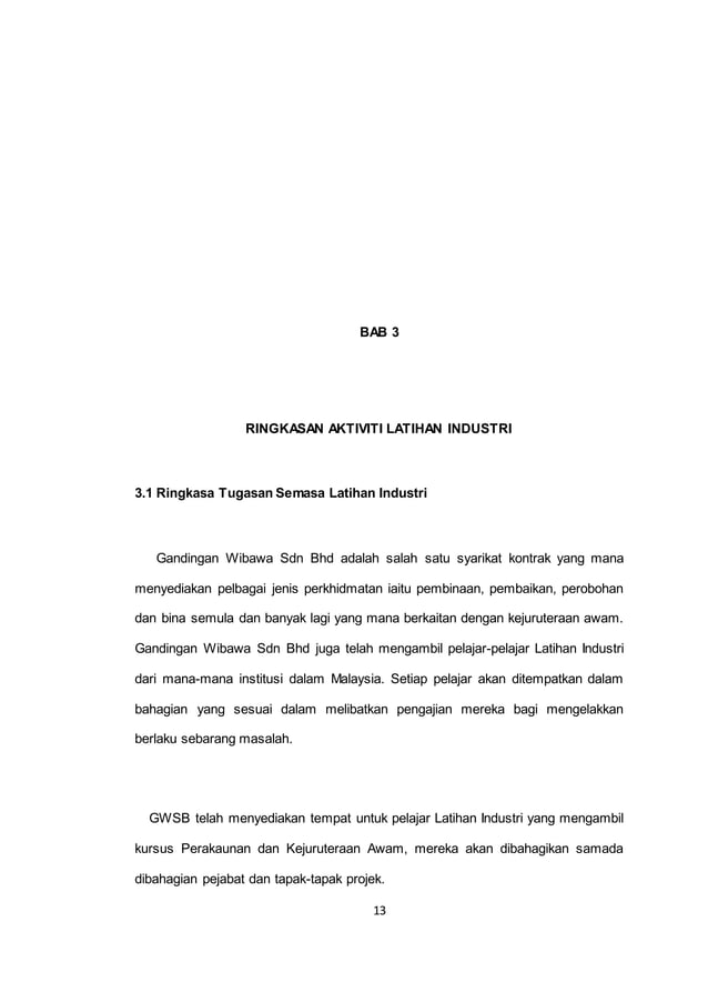 CONTOH REPORT LATIHAN INDUSTRI 2016 POLITEKNIK DAT | DOCX